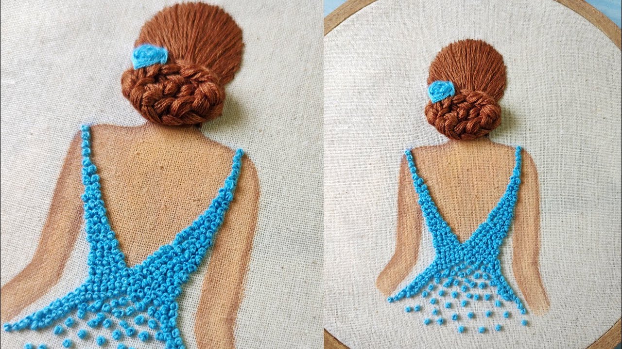 Braided Bun Embroidery Tutorial | Hair embroidery for beginners - YouTube
