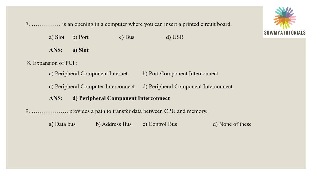 2ND PUC|COMPUTER SCIENCE |TYPICAL CONFIGURATION OF COMPUTER SYSTEM|MULTIPLE CHOICE QUESTIONS ...