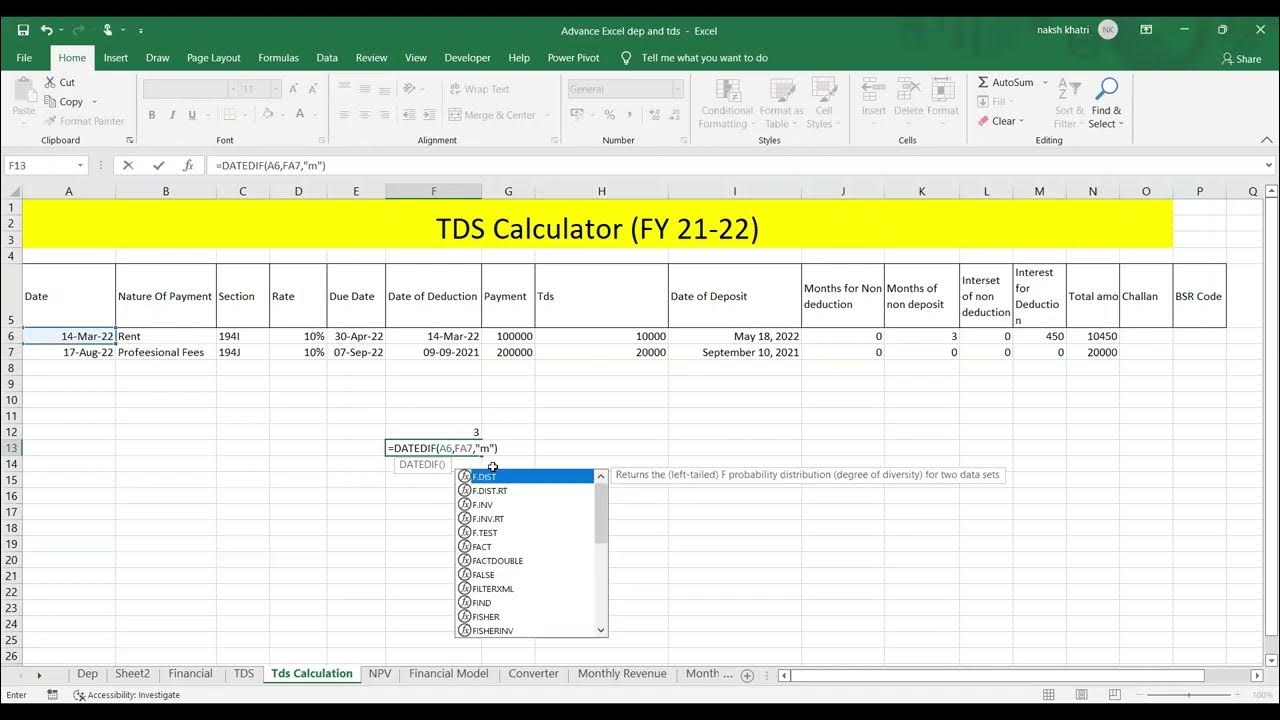 TDS in Excel Part2 - YouTube