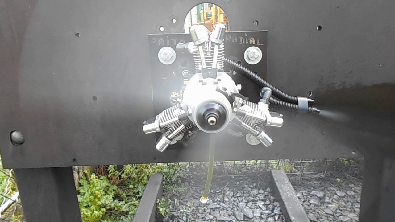 Moteur SAITO FG-19R3 upgradé ABM au banc de rodage - YouTube