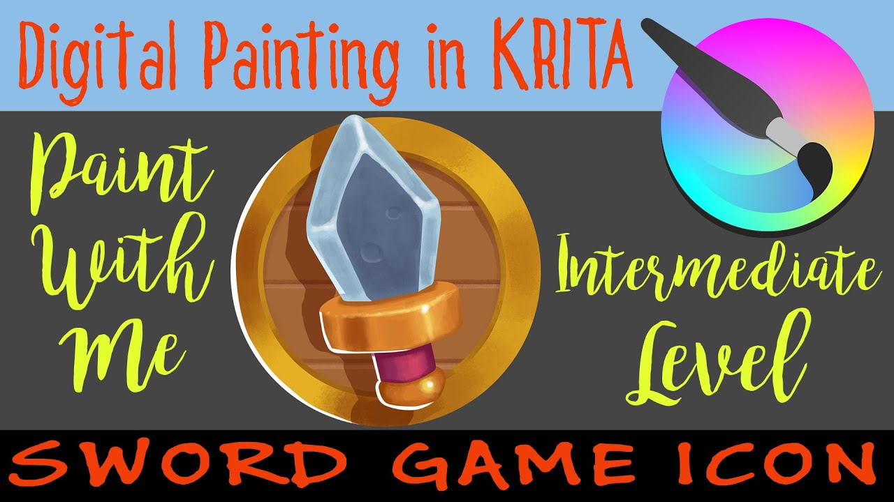 How to Paint a Stylized Sword Game Icon in Krita | Step-by-Step ...