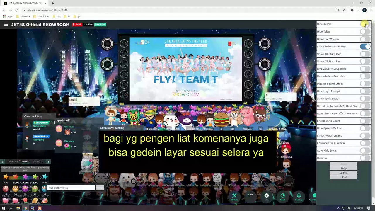 Cara Nonton Live Showroom Fullscreen - YouTube