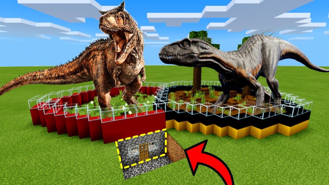 MCPE: How To Live Inside a Carnotaurus & Indoraptor Farm - YouTube