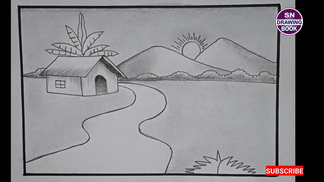 village landscape drawing for beginners || gramer drisso || kids ...