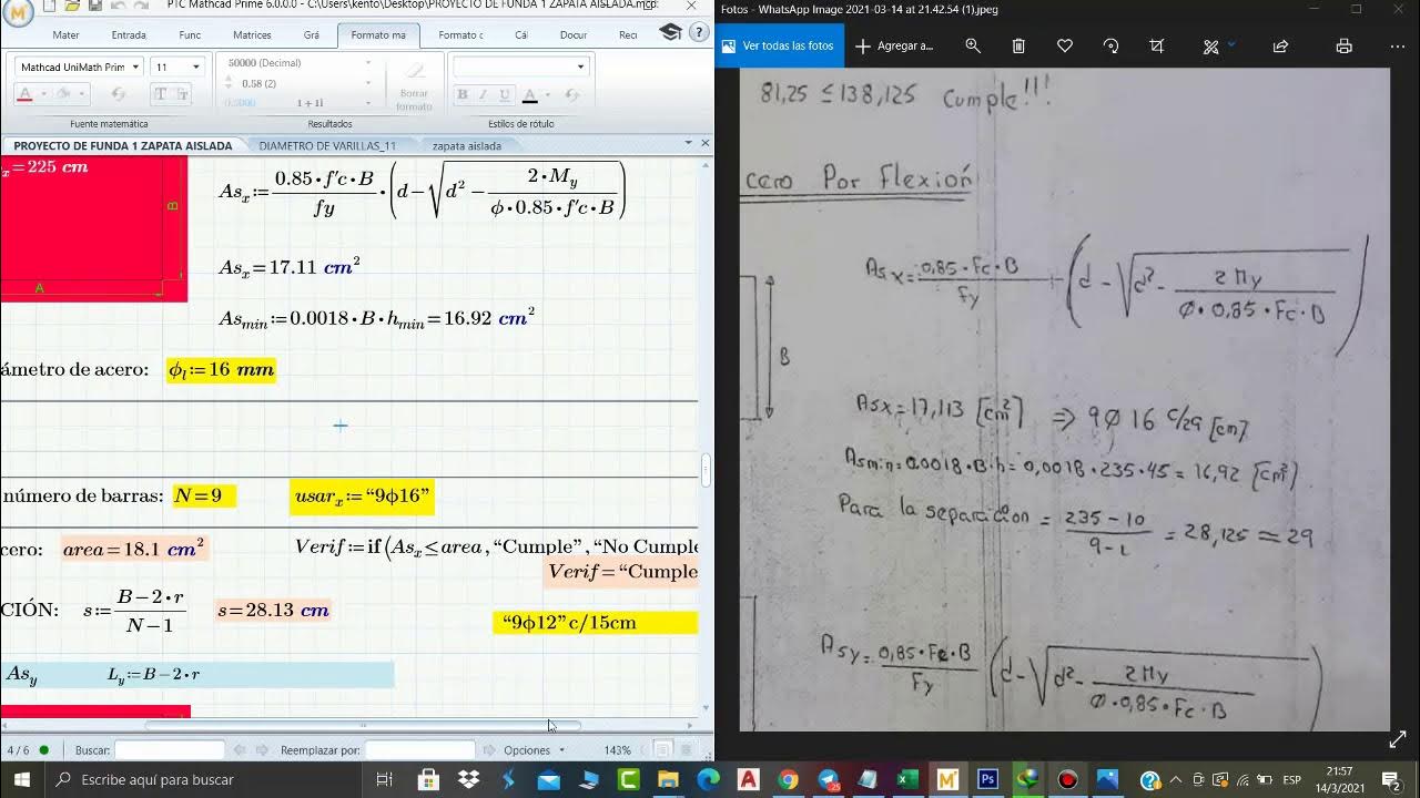 FUNDACIONES - DISEÑO DE ZAPATAS AISLADAS EN MATHCAD PRIME 6 0 0 - YouTube