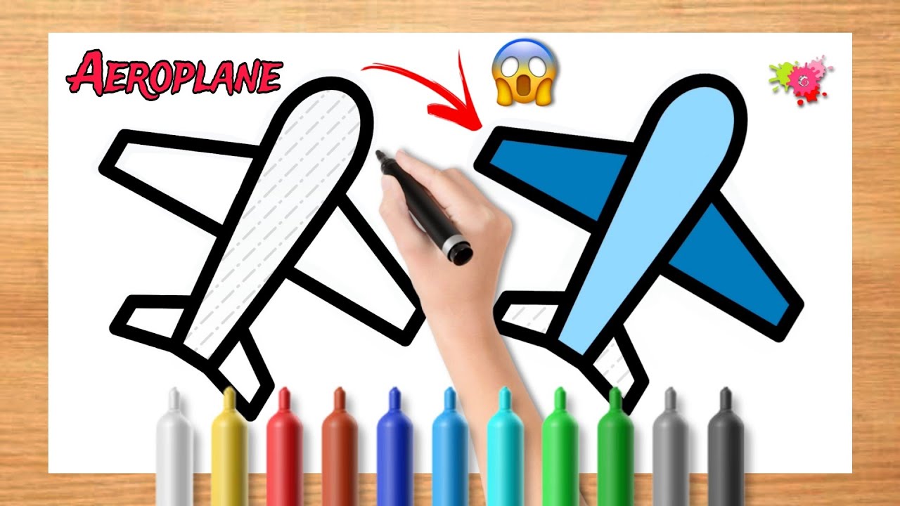 Aeroplane Drawing For Kids | How to Draw a Aeroplane Step by Step for ...