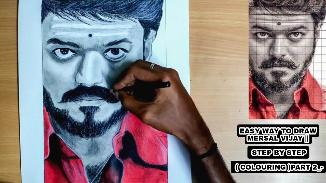 EASY WAY TO DRAW MERSAL VIJAY || STEP BY STEP ( COLOURING ) PART 2_- # ...