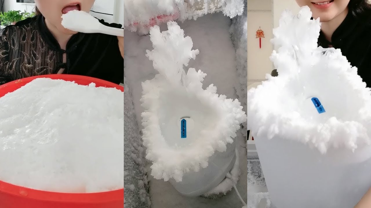 Freezer Frost Powdery Soft Ice Eating | 吃冰 | 얼음을 먹고 | Humidifier Ice ...