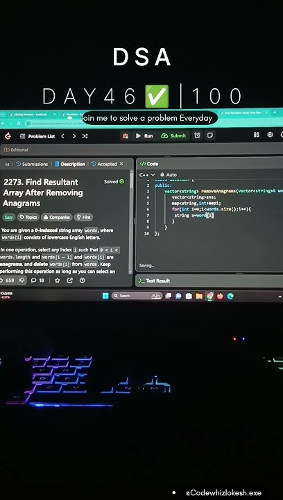 Day 46100 Learning Dsa👨💻que Leetcodew273find The Resultant Array After Removing Anagram