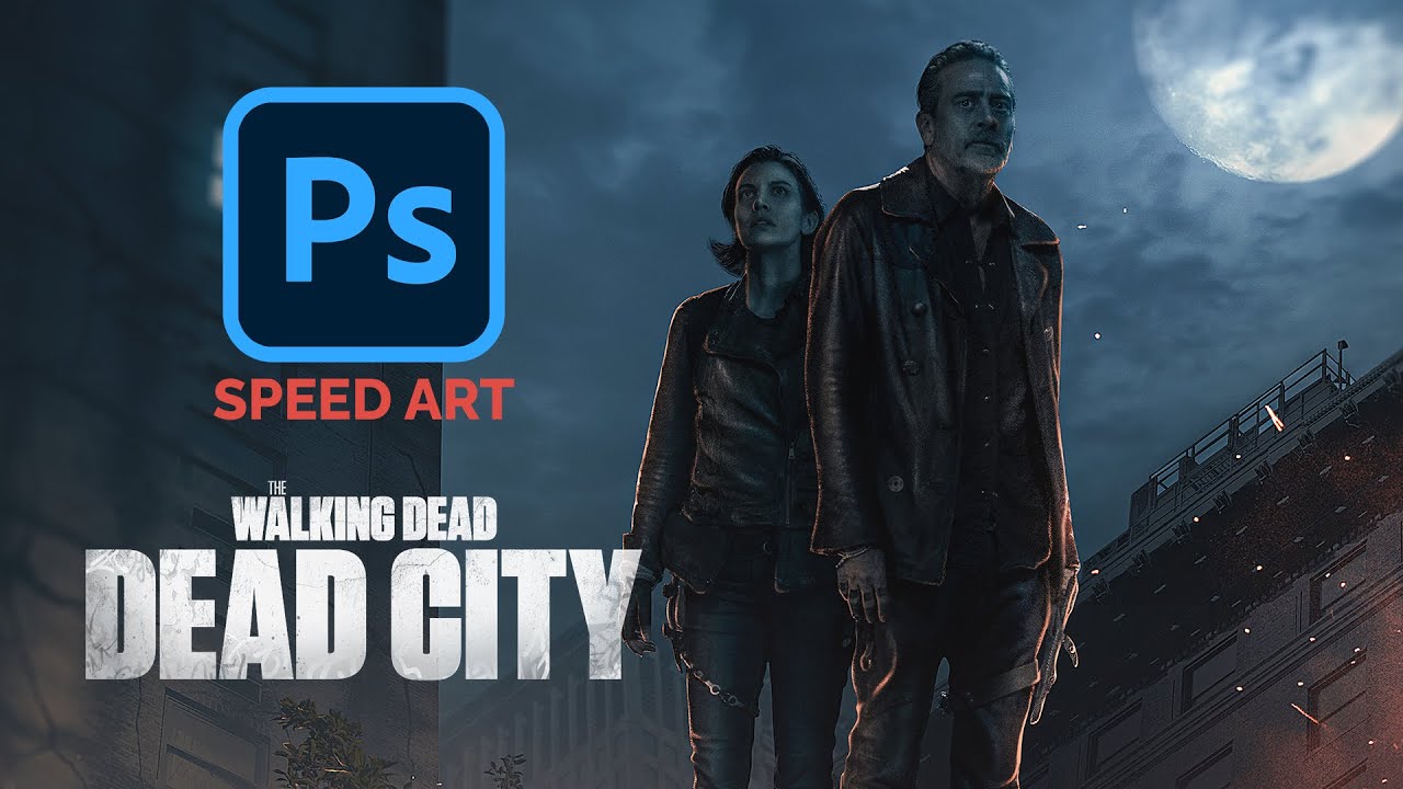 How I made TWD Dead City fan art poster | Photoshop speed art - YouTube