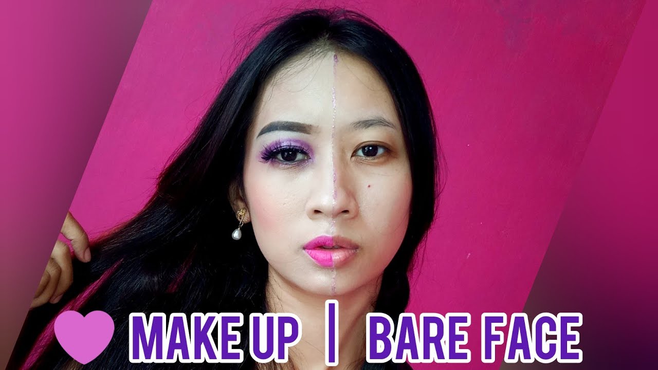 MAKE UP VS BARE FACE | half make up tutorial - YouTube