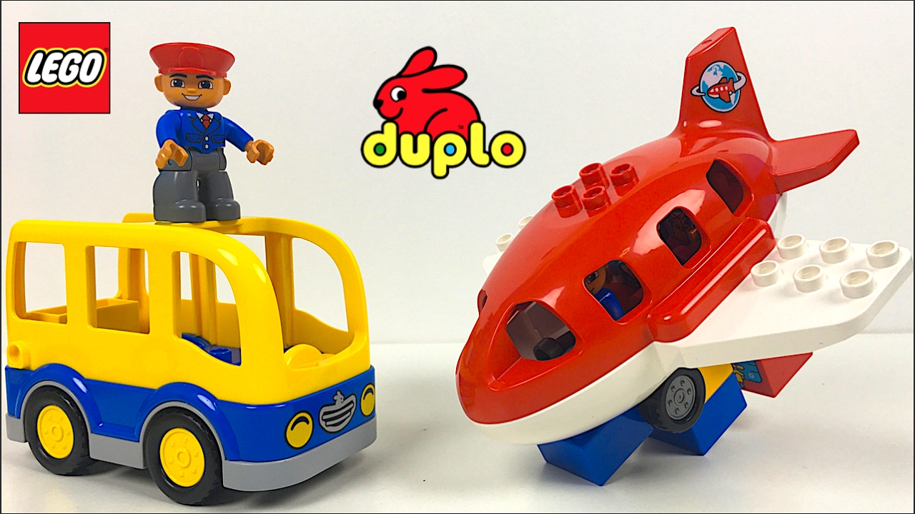 STOP MOTION FUN WITH LEGO DUPLO VEHICLES - CEMENT TRUCK CARS AIRPLANE ...