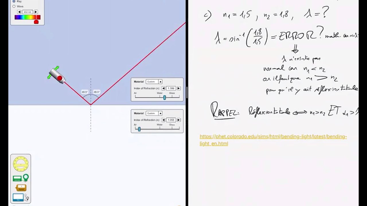 3Csp 4 - Détermination de l’angle limite de réfraction - YouTube