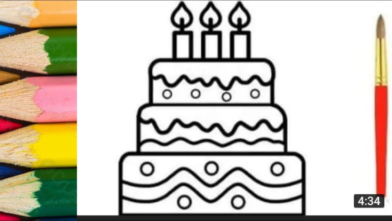 How To Draw A cake drawing for kids and Toddlers colouring painting ...