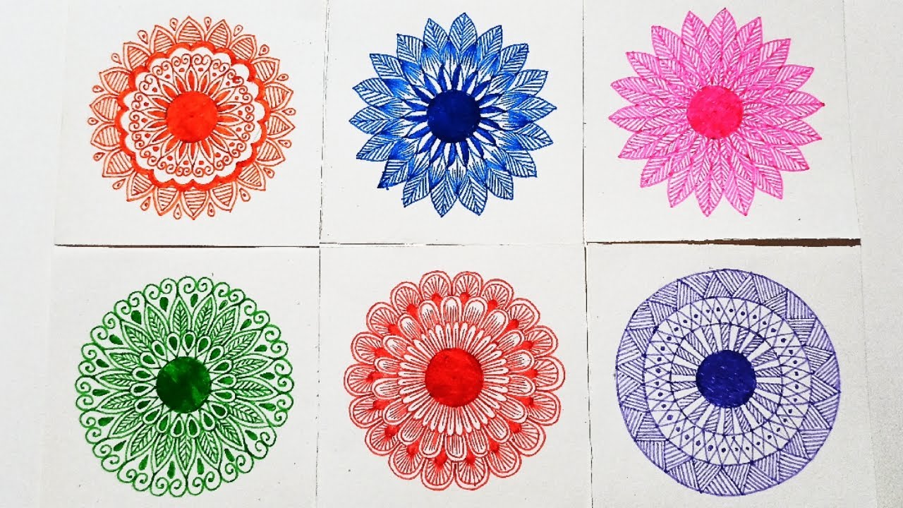 6 Mini Mandalas | How to draw Mandala Art for beginners | Mandala ...