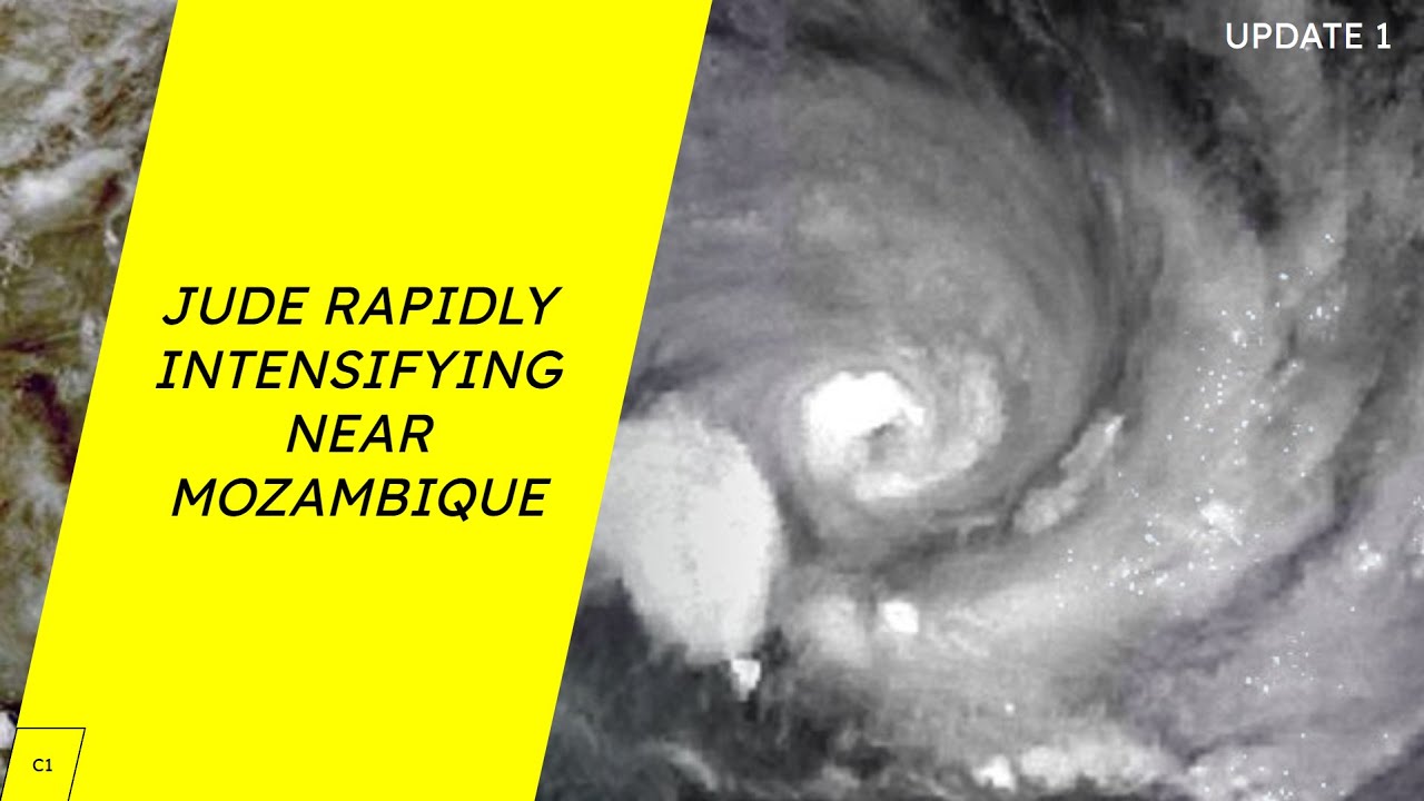 Cyclone Jude rapidly intensifying near Mozambique - YouTube