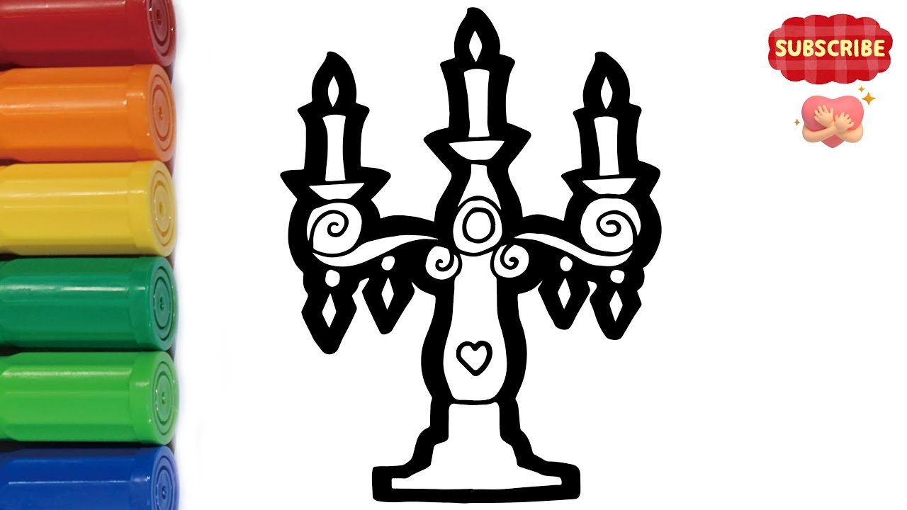 How to draw a Candle Stand ? | Drawing and Coloring for Kids & Toddler ...