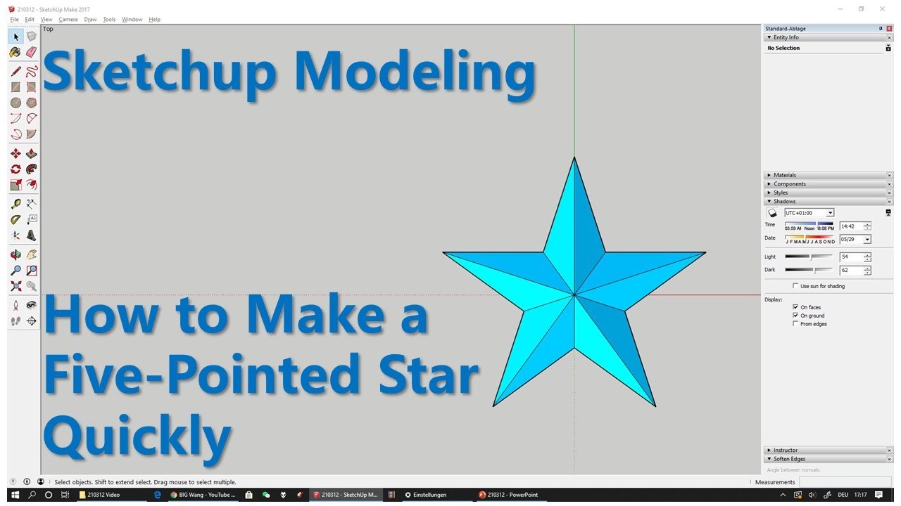 Sketchup Modeling - How to Make a Five-Pointed Star Quickly - YouTube
