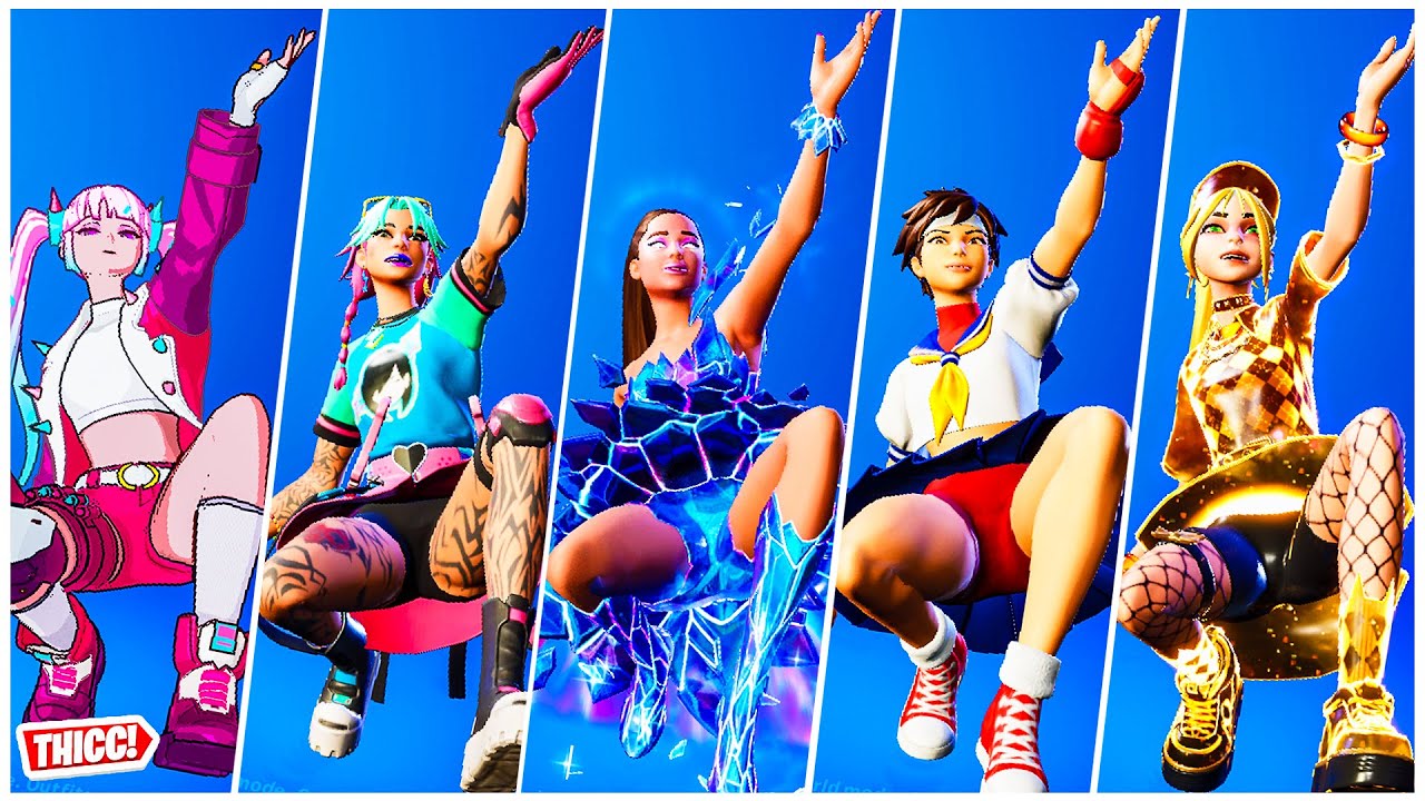 Fortnite Squat Kick Emote Showcase With All Thicc Girl Skins In Skirt π