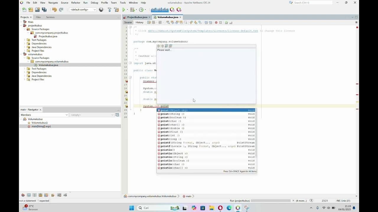 Tutorial coding untuk mencari volume kubus dengan menggunakan syntax ...