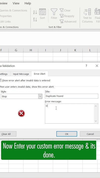Restrict Duplicate Entries In Excel Excel Tip 45 Shorts Youtube