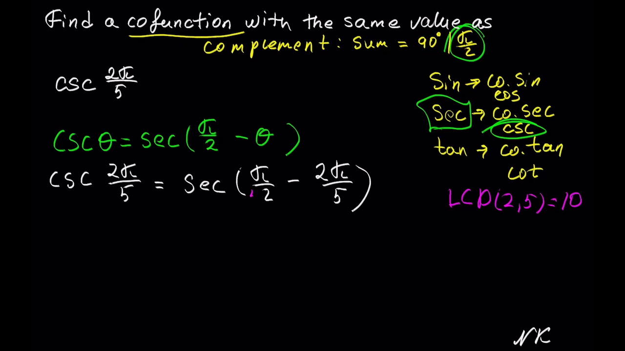 Calculating Cofunction Of Csc 2pi 5 YouTube