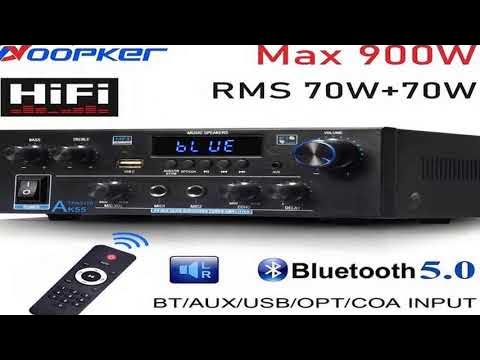 Woopker Amplifier AK55 900W Max 2.0 Channel Rated 70W+70W Bluetooth Audio Hifi AMP Karaoke - YouTube