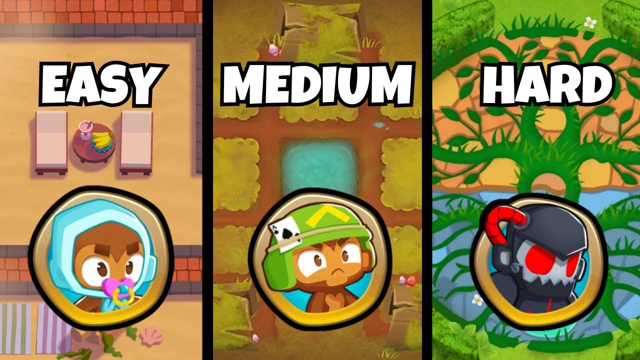 Easy VS Medium VS Hard - 2TC Challenge in Bloons TD 6! - YouTube