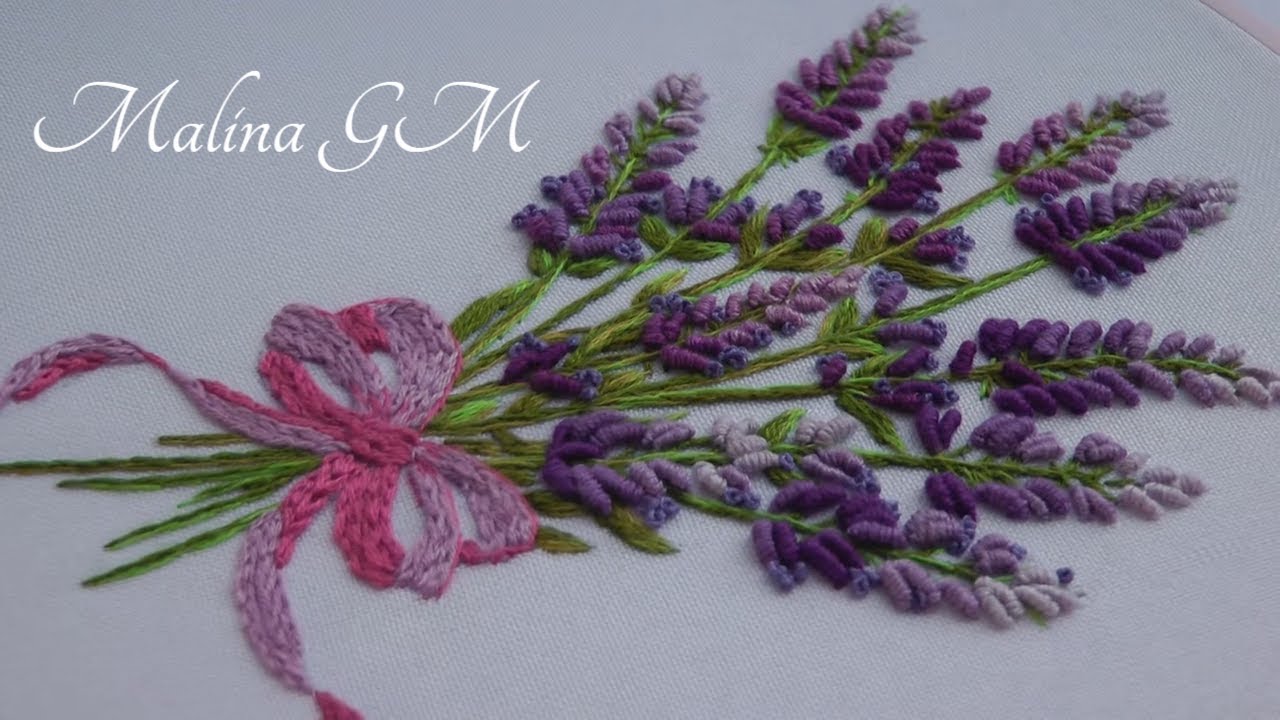 Lavender Bouquet || Floral Embroidery || step by step - YouTube