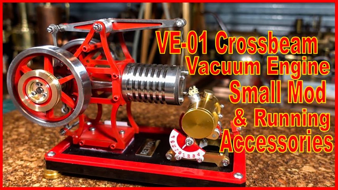 Flame Licker Flame Gulper Vacuum Engine VE-01 Crossbeam mod with drive pulley & running ...