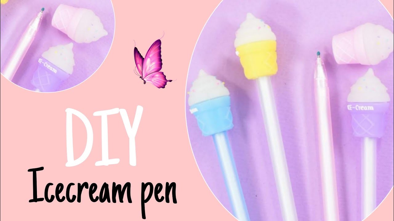 diy ice cream pen topper | diy pen decoration ideas | cute icecream pen ...