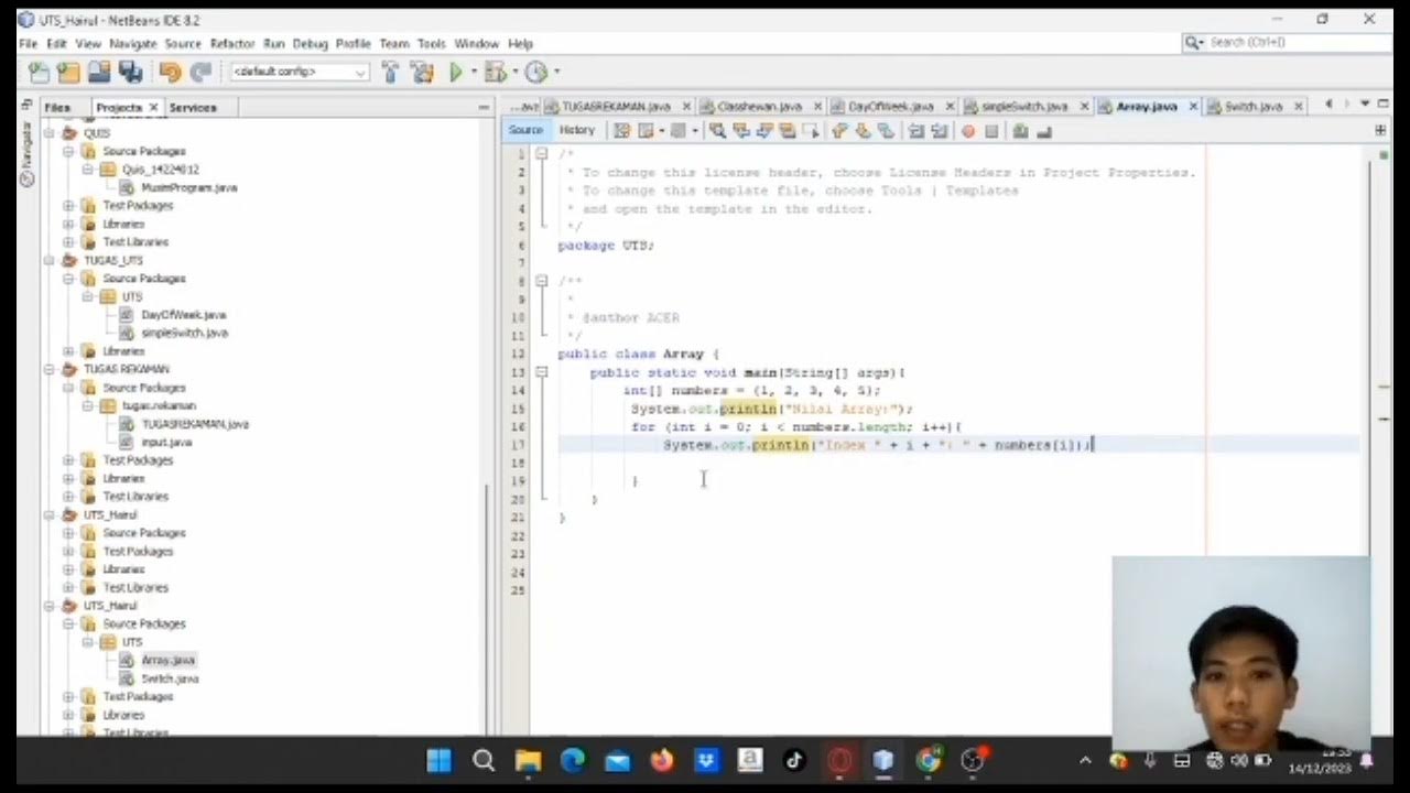 TUGAS PBO PROGRAM SWITCH CASE DAN ARRAY JAVA - YouTube