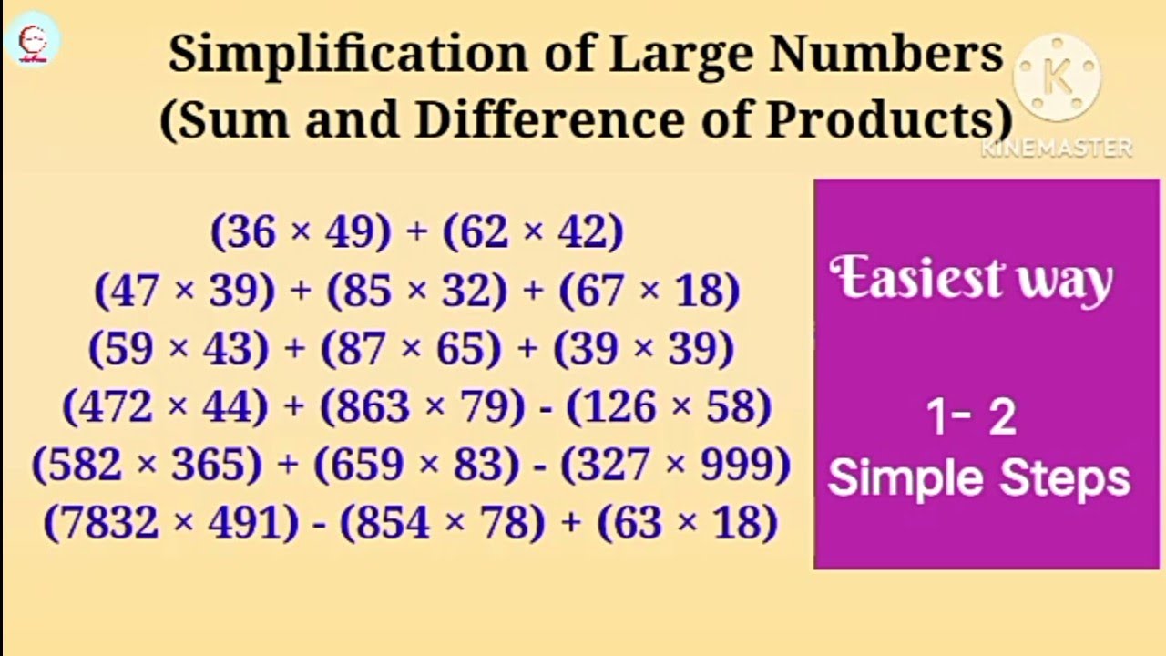 Sum of Products | Simplification of Large Numbers in One Step |Vedic ...