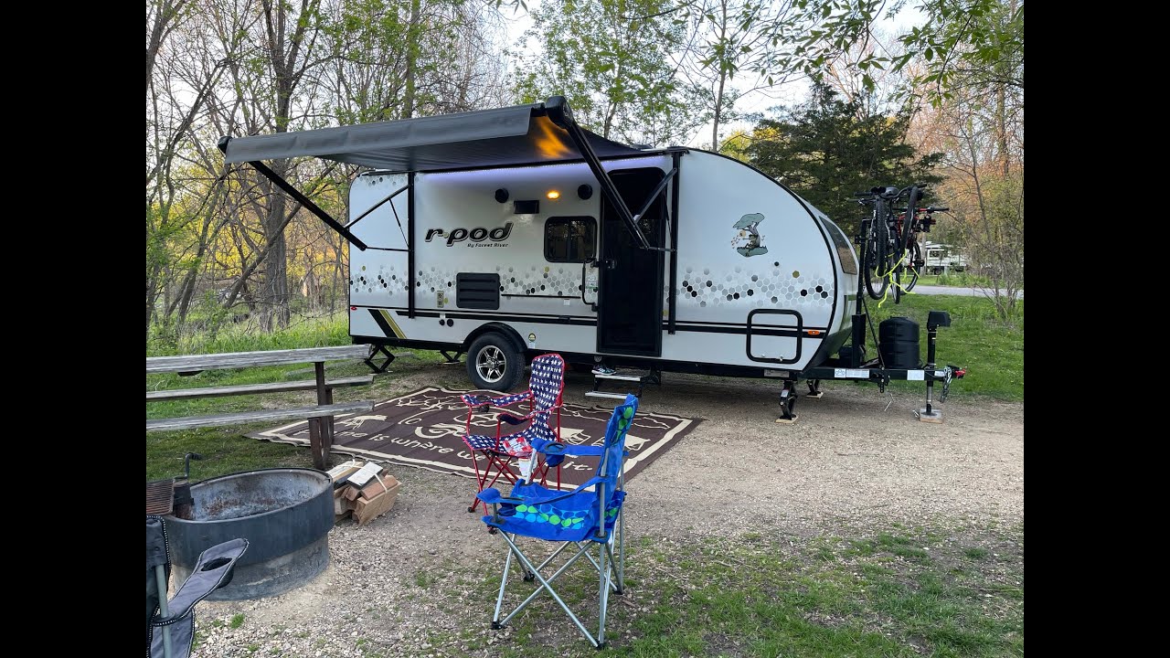 R-Pod 193, arriving at campground, freshwater fill and camper setup ...