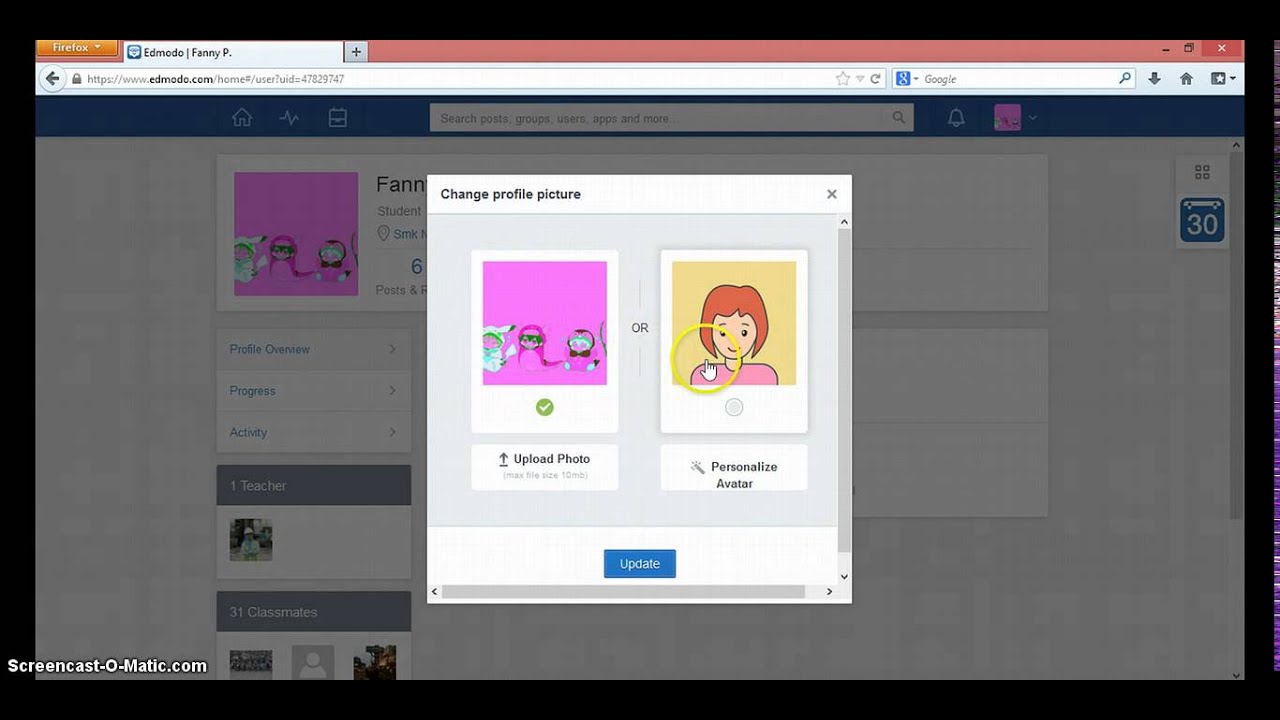 cara mengganti profile picture di Edmodo - YouTube