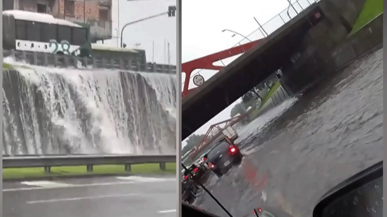 ¡IMPERSIONANTE! Por el temporal, la General Paz se convirtió en una ...