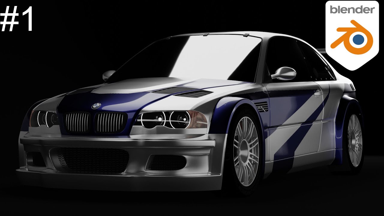 3D modeling blender BMW M3 GTR NFS MW TUTORIAL #1 Blueprint - YouTube