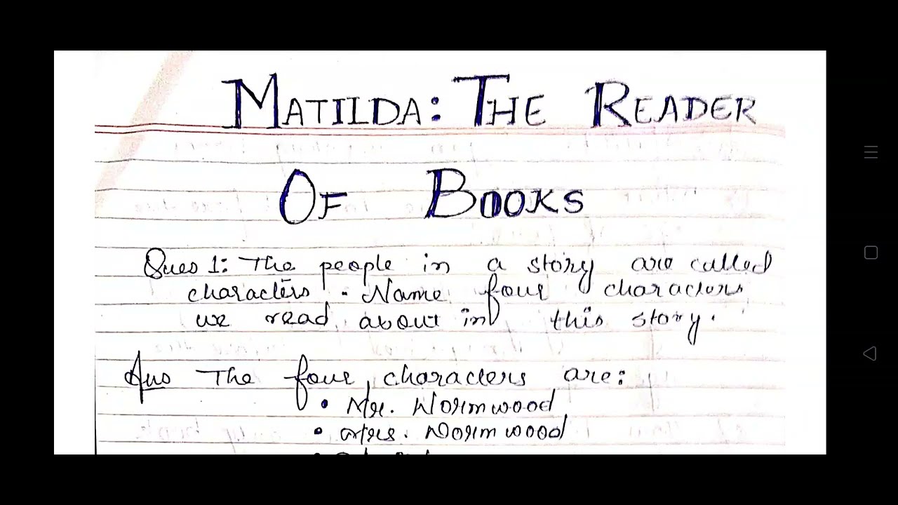 MATILDA THE READER OF BOOKS||BACK EXERCISES||CLASS 3 ||ICSE NEW MULBERRY ENGLISH LITERATURE BOOK ...
