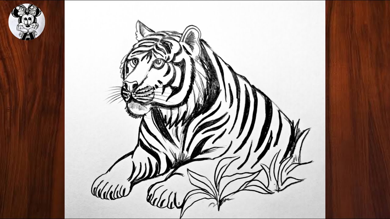 How to draw Tiger side face | Tiger Drawing 🐯 most simple ever for ...