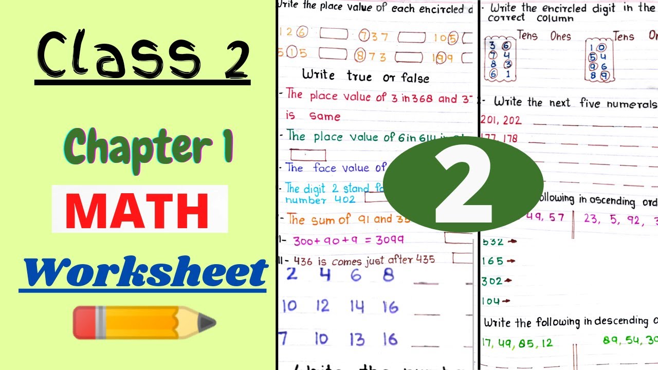 Class 2 Math Worksheet //Class 2 Math //Math Worksheet for Class 2 ...