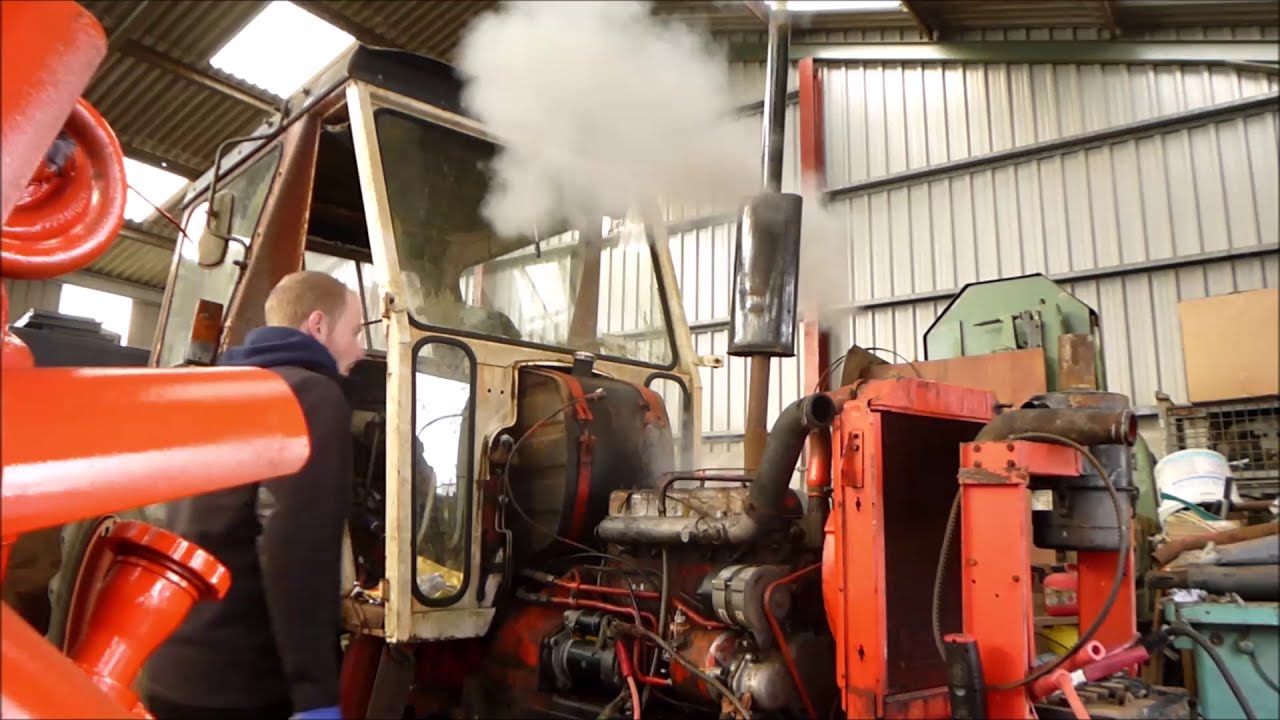 David Brown 1212 first start up after engine swap - YouTube