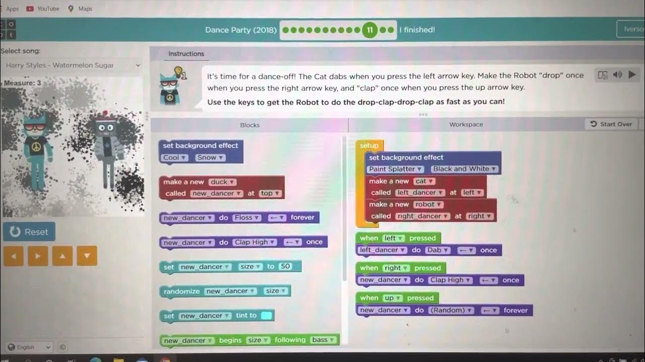Code.org Dance Party (2018) Level 11 - YouTube