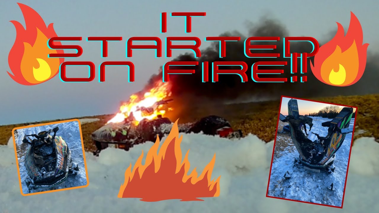 His Snowmobile Started on FIRE - YouTube