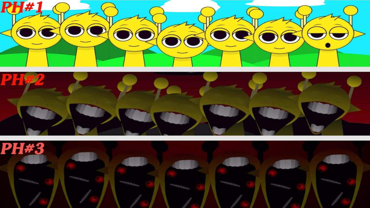 Sprunki - Incredibox | Mix Phase 1 VS Phase 2 Vs Phase 3 - All YELLOW ...