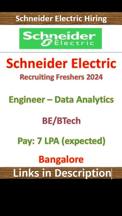 Schneider Electric Hiring Freshers 2024 | Engineer - Data Analytics ...