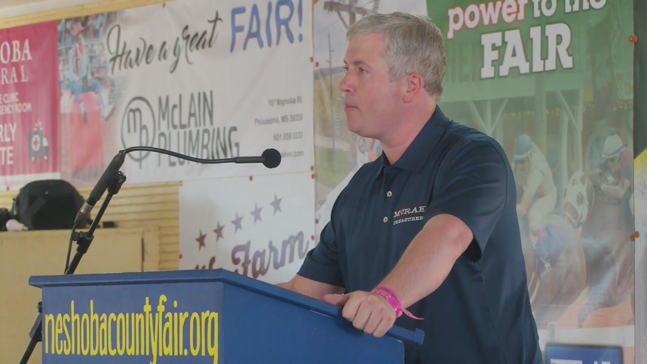 Candidate for Treasurer, David McRae, speaks at 2023 Neshoba County ...