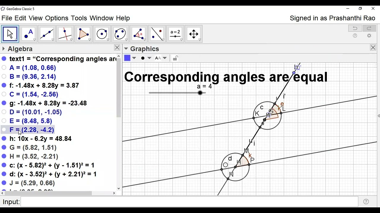 Class-123: A simple simulation to show the Corresponding angles using ...