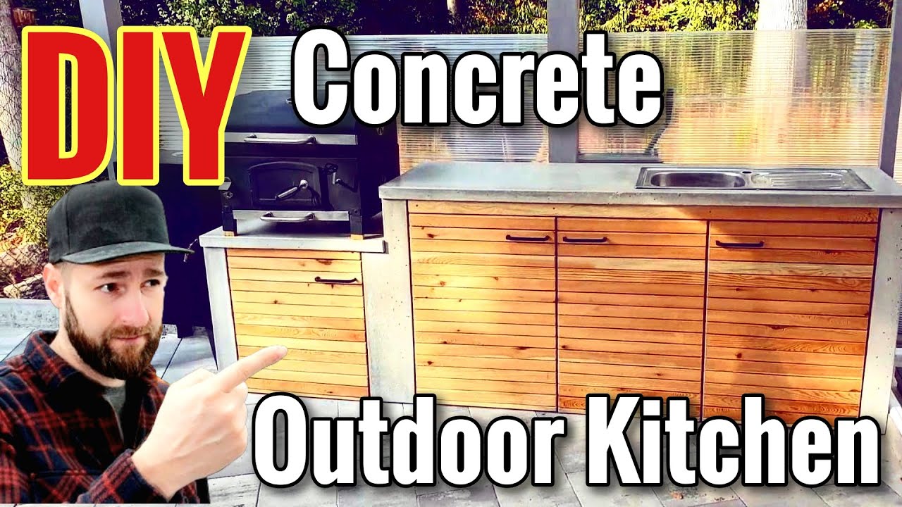 How to build a CONCRETE OUTDOOR KITCHEN / DIY Concrete Countertop - YouTube