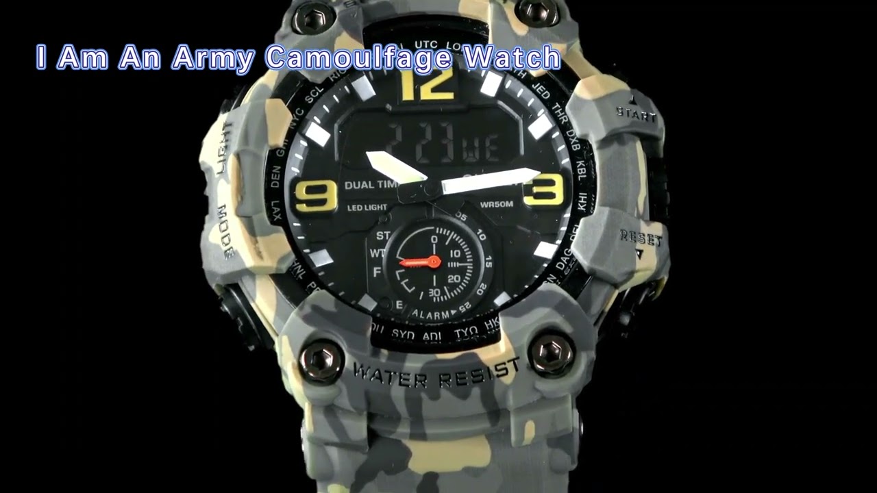 Watch, Army Camouflage Military Men Automatic Mechanical Sport Watch ...