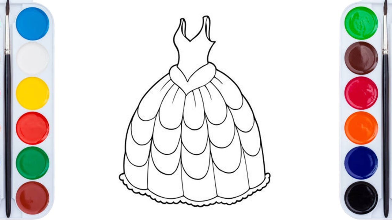 How to draw girls dress Drawing easy step by step || Colouring frock ...
